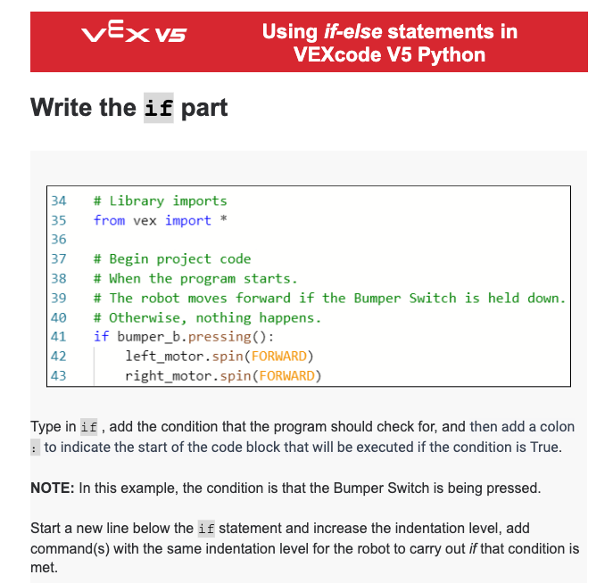 Vex V5 To Do Or Not To Do Lab 11 Programming With Conditionals Python